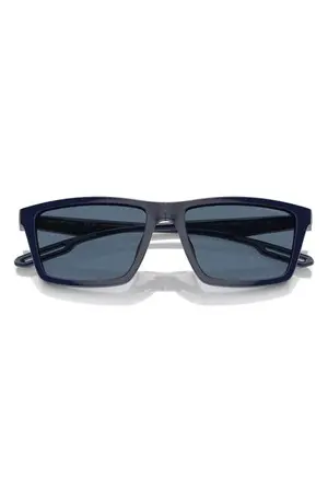 Emporio Armani 55mm Rectangular Optical Glasses - Shiny Blue/clear