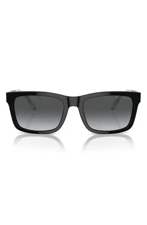 Emporio Armani 57mm Rectangle Sunglasses - Shiny Black/dark Grey Polar