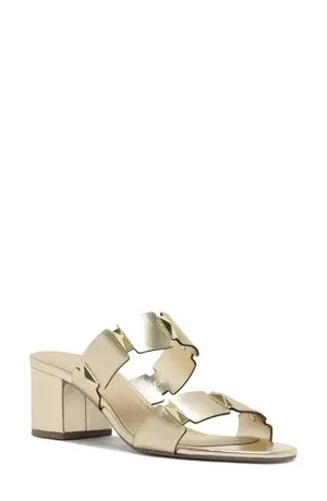 AREZZO Lyra Studded Mid Heel Slide Sandal - Platino