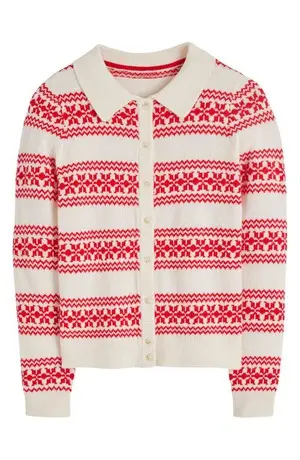 Boden Eliza Heart Fair Isle Wool Cardigan