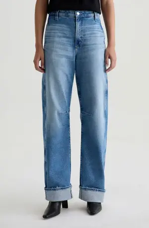 Ag Mercer Cuffed High-waist Barrel Jeans