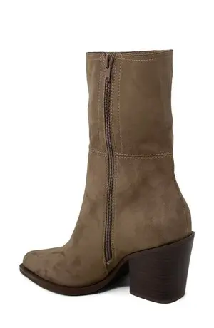 SHU SHOP Venice Block Heel Bootie - Taupe Suede