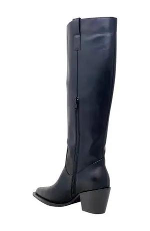 SHU SHOP Vienna Knee High Western Boots - Black