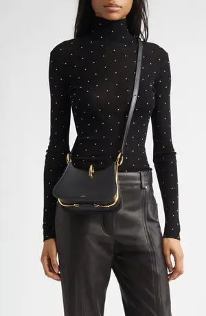 Rabanne Small Ring Leather Shoulder Bag - Black