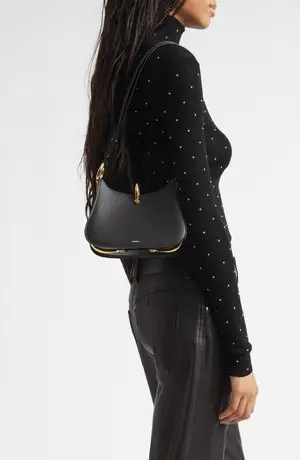 Rabanne Small Ring Leather Shoulder Bag - Black
