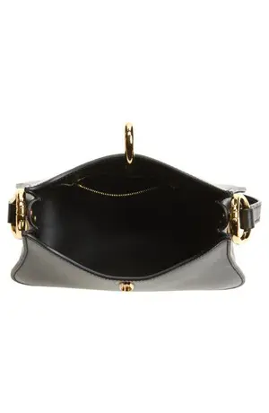 Rabanne Small Ring Leather Shoulder Bag - Black