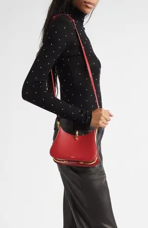 Rabanne Small Ring Leather Shoulder Bag - Red
