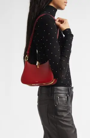 Rabanne Small Ring Leather Shoulder Bag - Red