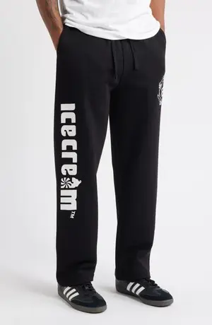ICECREAM Vertical Logo Cotton French Terry Graphic Sweatpants
