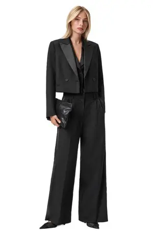 ALLSAINTS Noa Wool Blend Crop Tuxedo Blazer