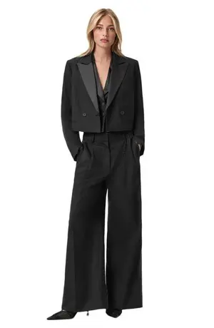 ALLSAINTS Noa Wool Blend Crop Tuxedo Blazer