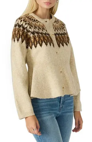 Steve Madden Fair Isle Peplum Cardigan