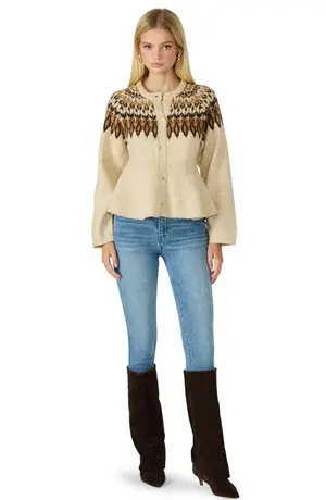 Steve Madden Fair Isle Peplum Cardigan