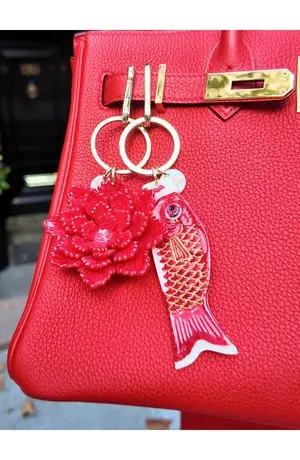 SOLAR ECLIPSE Hand-painted Carp Bag Charm - Red