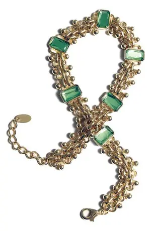 Mango Crystal Link Statement Necklace - Gold