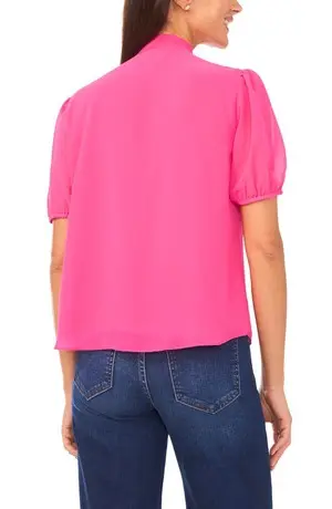 CECE DUPRAZ Tie Neck Puff Sleeve Top