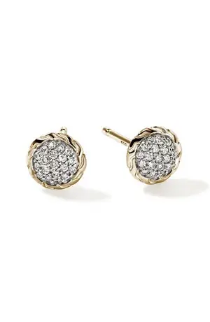 John Hardy Jh Essentials Pavé Stud Earrings - Silver/14k Gold