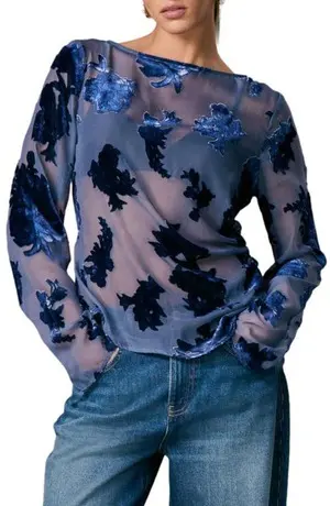 NEXT Flocked Mesh Top - Blue