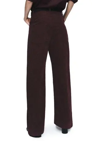 Mango Wide-leg Corduroy Pants - Wine