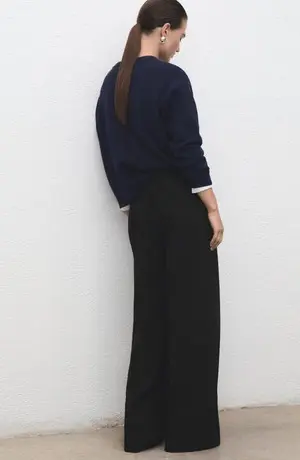 Mango Belted Wide Leg Trousers - Black