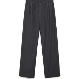 Mango Cotton Flannel Pajama Pants - Charcoal