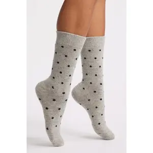 CASA CLARA Polka Dot Crew Socks - Grey Polka