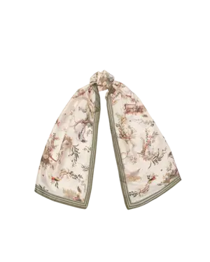 FABLE ENGLAND Wonderland Toile Silky Scarf - Cream