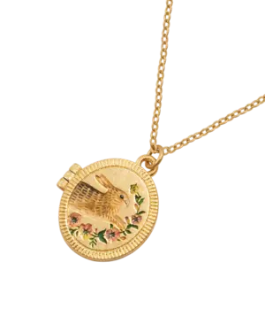 FABLE ENGLAND Running Bunny Locket - Multi & Gold