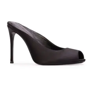 BLACK SUEDE STUDIO Shania 100 Satin Mule - Black Satin