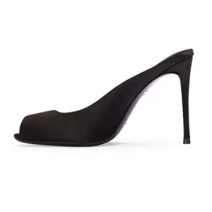 BLACK SUEDE STUDIO Shania 100 Satin Mule - Black Satin