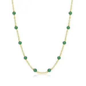 THE LOVERY FINE JEWELRY 14k Yellow Gold Bead Chain Necklace - Emerald