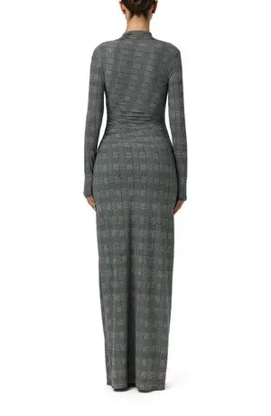 Naked Wardrobe Houndstooth Overlap Neck Maxi Dress