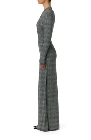 Naked Wardrobe Houndstooth Overlap Neck Maxi Dress