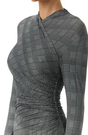 Naked Wardrobe Houndstooth Overlap Neck Maxi Dress