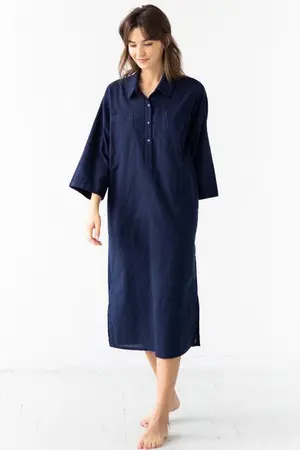 SALUA Oversized Button-down Shirt - Navy