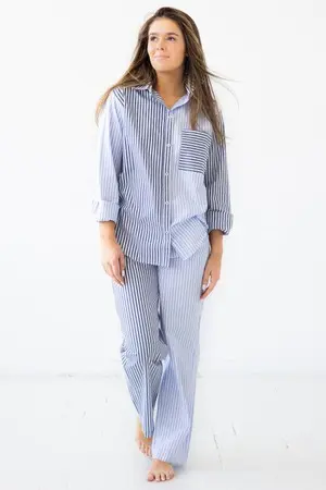 SALUA Amalfi Stripes Resort Full Length Set - Light Blue-navy