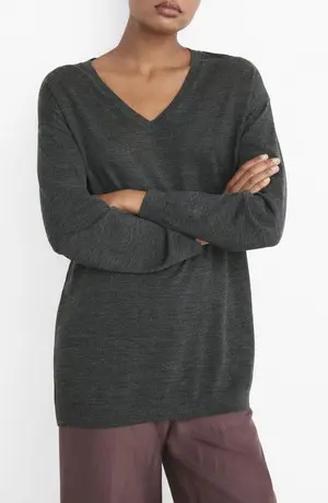 Mango V-neck Wool Pajama Sweater - Charcoal