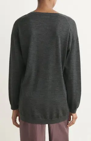 Mango V-neck Wool Pajama Sweater - Charcoal