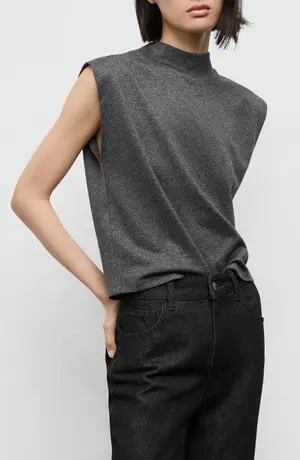 Mango Extended Shoulder Mock Neck Top