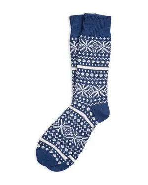 CELTIC & CO. Fair Isle Socks Denim /ecru