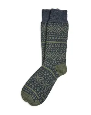 CELTIC & CO. Fair Isle Socks - Navy /olive