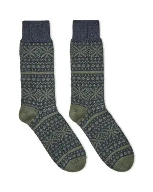 CELTIC & CO. Fair Isle Socks - Navy /olive