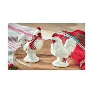 TAG Farmhouse Christmas Chicken Shaped Salt And Pepper Shakers