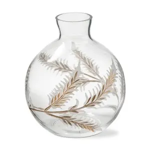 TAG Botanical Etched Glass Vase For Decorative Bouquets - Clear