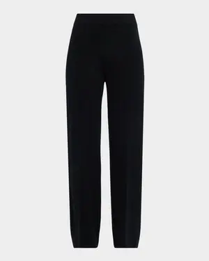 Neiman Marcus Cashmere Straight-leg Pants - Black