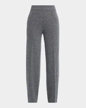 Neiman Marcus Cashmere Straight-leg Pants - Heather Gr