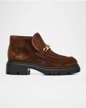 STUART WEITZMAN Hudson Suede Chukka Booties - Brown