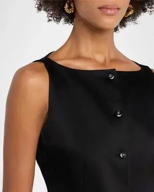 Theory Satin Boat-neck Vest - Black
