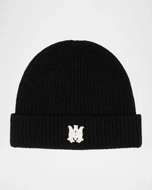 Amiri Ma Embroidered Wool Beanie - Black