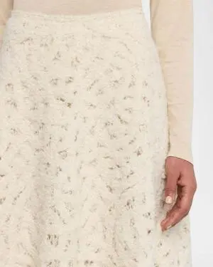 Lafayette 148 New York Bouclé Embroidered Knit Midi Skirt - Cloud